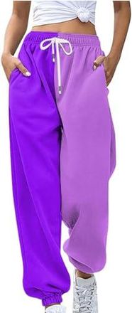 Generic Pantalon ample pour femme - Pantalon d&eacute;contract&eacute; respirant avec poches lat&eacute;rales et jambe &eacute;vas&eacute;e - Grande taille 3X disponible, violet, XXL