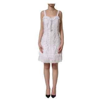 Dolce & Gabbana Broderie Anglaise Baumwoll-Minikleid - - Dresses - Damen - Wei&szlig; - XS