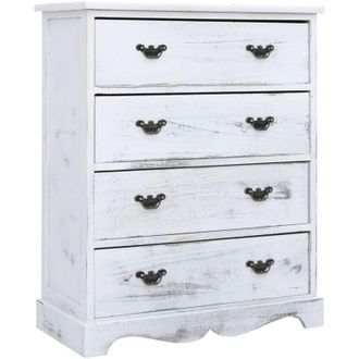 vidaXL Vidaxl - Commode blanche 60x30x75 cm - 4 tiroirs en bois de paulownia et peuplier - Meuble de rangement moderne pour int&eacute;rieur