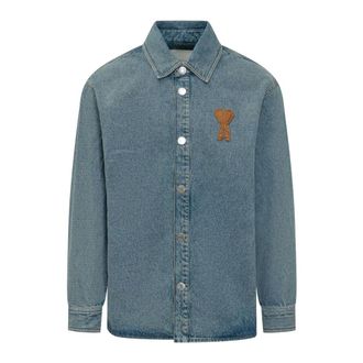 Ami Homme, Vestes, Bleu, Taille: M Surchemise Avec Ami De Coeur En Maille