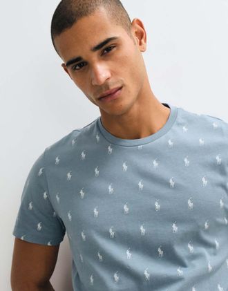 Polo Ralph Lauren T-Shirt mit Allover-Icon-Logo in Grau