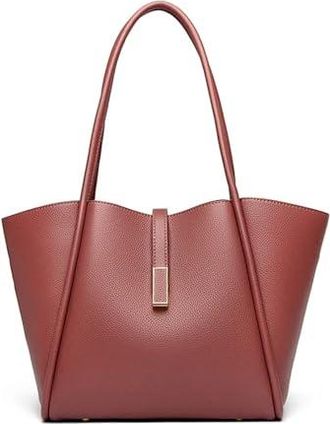 Generic Sac &agrave; bandouli&egrave;re en cuir souple pour femme, grande capacit&eacute;, sac &agrave; main d&eacute;contract&eacute;, Rouge, Taille unique