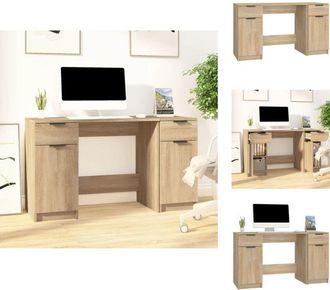 vidaXL Schreibtisch mit Beistellschrank Sonoma-Eiche Holzwerkstoff - Bürostuhl - Schreibtisch - Home Office - Holzwerkstoffmöbel - Moderner Schreibtisch