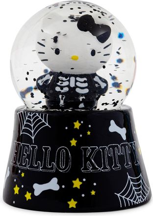 Silver Buffalo Sanrio Hello Kitty Mini-Skelett-Schneekugel mit wirbelndem Glitzer-Display, 7,6 cm hoch, Schwarz
