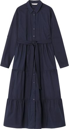 Springfield Damen 3.fq. Vestido Midi Popelin LISO Lässiges Kleid, Marineblau, 42