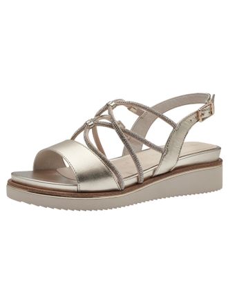 Tamaris Damen Plateau Sandalen Leder Sommer; LIGHT GOLD/metallic; 40 EU