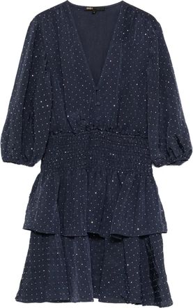 Maje Kristallverziertes Minikleid mit V-Ausschnitt - Blau