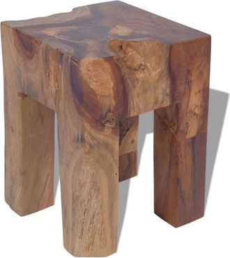 vidaXL Vidaxl - Tabouret en teck massif 30x30x40 cm - 4 pattes stables - Fait main - Style r&eacute;tro unique pour int&eacute;rieur
