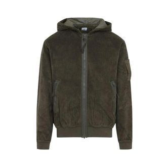 C.P. Company Cord-Sweatshirt mit durchgehendem Rei&szlig;verschluss - - Jackets - Herren - Gr&uuml;n - L