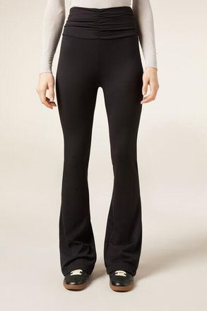 Calzedonia Flare Leggings Mit Kr&auml;uselung Schwarz
