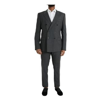 Dolce & Gabbana Grauer Karo Wollanzug 2-Teilig - - Suits - Herren - Grau - 2XL