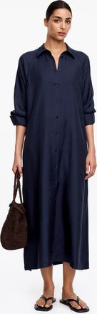 Arket Hemdkleid Aus Seidentwill -Blau