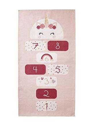 Vertbaudet Tapis Rectangle marelle Licorne Rose TU