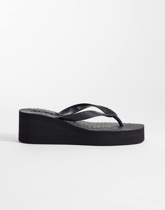 Sleepers Tongs &agrave; plateforme haute - Noir
