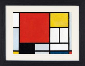 1art1 Piet Mondrian Poster Komposition Mit Großer Roter Fläche, 1921 Gerahmtes Bild Mit Edlem Passepartout | Wand-Bilder | Im Bilderrahmen 40x30 cm
