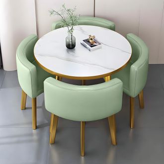 Generic Modernes Esszimmer-Set, rundes Esszimmer-Set, Empfangstisch, K&uuml;chen-Fr&uuml;hst&uuml;cksbar-Set mit Tisch und St&uuml;hlen, passend f&uuml;r Wohnzimmer und Esszimmer