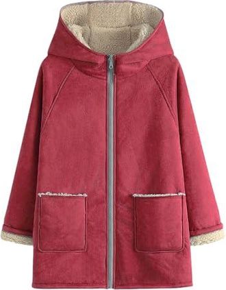 Generic Vestes pour femmes 2026 avec doublure en polaire - Coupe ajust&eacute;e - Avec veste chaude rembourr&eacute;e - Poids l&eacute;ger - Hiver, Rouge, XXL