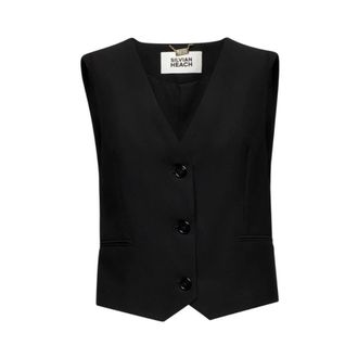 Silvian Heach Basic einreihige sartoriale Weste - - Jackets - Damen - Schwarzk - XS