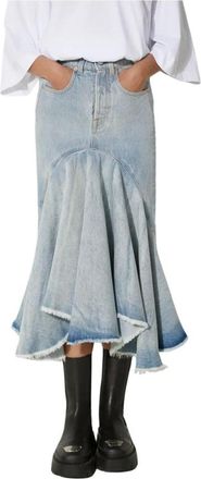 VETEMENTS Femme, Jupes, Bleu, Taille: 36 FR Jupe Midi en Denim