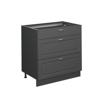 Vicco Meuble Cuisine Fame-Line, Anthrazit-Gold Landhaus, 80cm avec 3 tiroirs, PT Anthracite