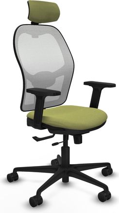 Piqueras y Crespo Ergonomischer Schreibtischstuhl mit 2D-Armen, h&ouml;henverstellbare Lendenwirbelst&uuml;tze und h&ouml;henverstellbares Kopfteil, Wei&szlig; / Olivgr&uuml;n