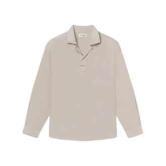 Frame Denim Leinen-Henley-Shirt - - Tops - Herren - Beige - S
