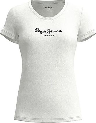 Pepe Jeans London New Virginia T-shirt pour Femme Slim Fit Manches Courtes Blanche