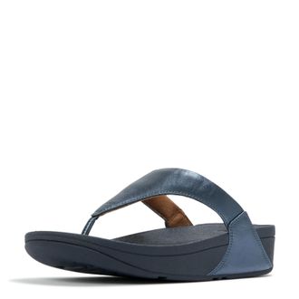 FitFlop LULU Damen Zehentrenner aus Leder, Metallic Cosmic Blue, 38 EU, Metallic Cosmic Blue, 38 EU