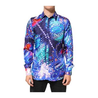 Dolce & Gabbana Homme, Chemises, Multicolore, Taille: L Luminarie Martini Slim Fit Shirt
