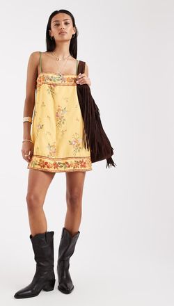 Free People Bali Take You With Me - Robe nuisette courte - Jaune combo-Multicolore