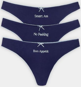 Lounge Strings Slogan (Pack de 3) - Bleu Marine - XXL