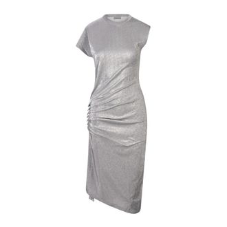 Paco Rabanne Silber Lurex Drapiertes Midi-Kleid - - Dresses - Damen - Grau - M