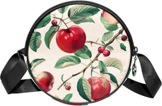 Generic Sac &agrave; bandouli&egrave;re rond pour femme, petit sac &agrave; bandouli&egrave;re motif fruits avec fermeture &eacute;clair et bretelles r&eacute;glables