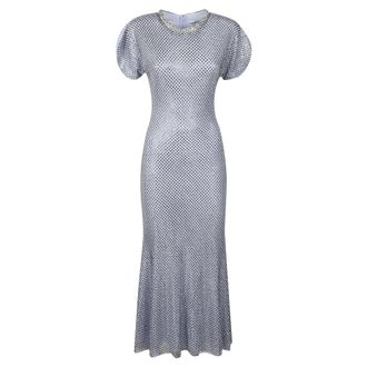 Self Portrait Femme, Robes, Bleu, Taille: 40 FR Robe Midi en Maille Strass