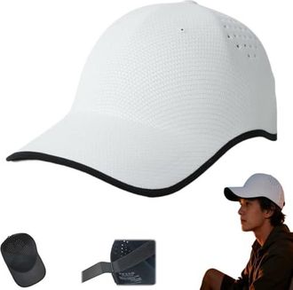 Generic Seamless Packable Lightweight Sports Baseball Cap,Ultra-Breathable Unisex Quick-Dry Running Hat,Washable Adjustable Golf Cap (White)