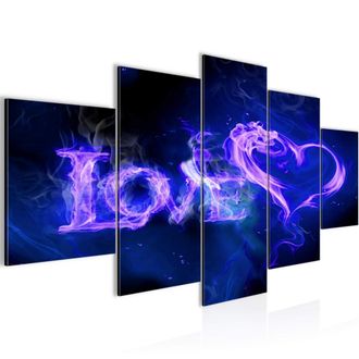 Runa Art Bilder Abstrakt Feuer Love 200 x 100 cm 5 Teilig XXL Wanddekoration Design Blau Lila 101651b