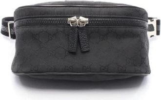 Gucci Pre-owned Sac banane en nylon et cuir GG - Femme - Pre-owned - Noir - Taille: ONE Size