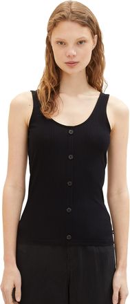 Tom Tailor Damen 1038399 Top mit Knopfleiste, 14482-Deep Black, XL