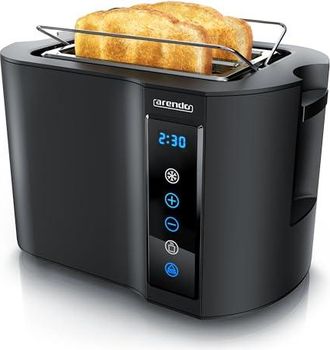 Arendo Touch Toaster 2 Scheiben Edelstahl - Touchpanel - digital Display Restzeitanzeige - 800 W - Doppelwandgeh&auml;use - mit Br&ouml;tchenaufsatz - 7 Br&auml;unungsgrade