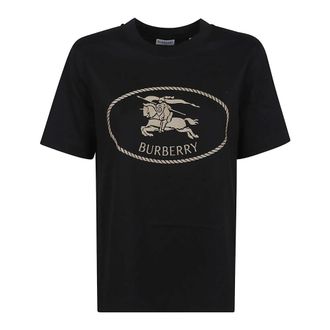 Burberry Femme, Tops, Noir, Taille: 36 FR T-shirt ras du cou en coton