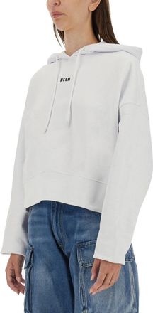 Msgm Logo-Embroidered Cotton Sweatshirt - White