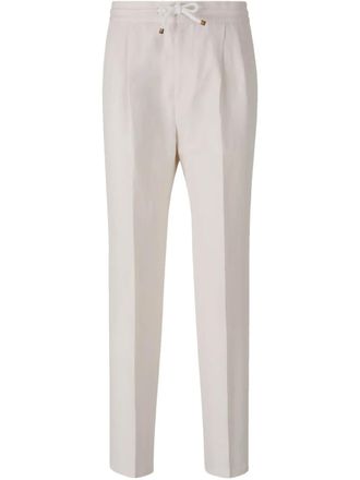 Brunello Cucinelli pantalon &agrave; taille &agrave; lien de resserrage - Blanc