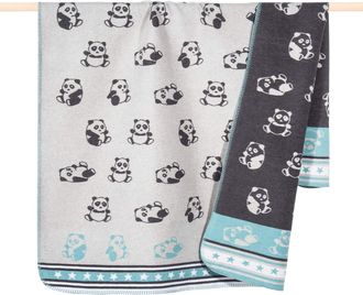 Pad Panda - Decke/Babydecke - Materialmix - Aqua - 75 x 100cm