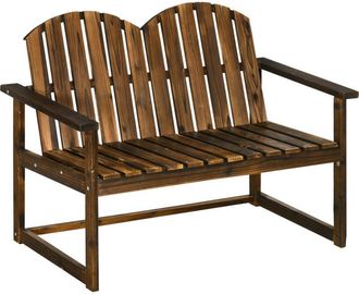 Liberte Banc de jardin en bois 2 places avec dossier et accoudoirs pour jardin et balcon, marron