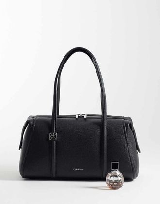 Calvin Klein Sac port&eacute; &eacute;paule effet grain&eacute; - Noir