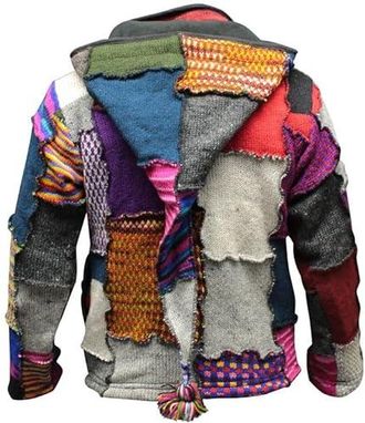 Shopoholic Fashion Homme TIE&Dye Patchwork Hippie Blouson Veste doublé Polaire Festival bohème Hippie Pull - Multi-Coloré, X-Large