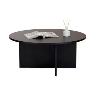 Dmora Couchtisch Simbario, rund, Tischplatte aus Schichtholz, schwarz, 90x90x40h cm