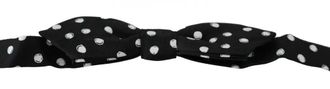 Dolce & Gabbana Mens Black Polka Dots Adjustable Neck Bow Tie And White Silk