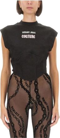 Versace Jeans Couture Femme, Sous-v&ecirc;tements, Noir, Taille: 42 FR Haut Court Style Corset &agrave; Col Montant