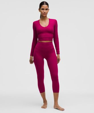 lululemon Align Crop Leggings mit hohem Bund f&uuml;r Frauen - 58 cm - Gr&ouml;&szlig;e 12 in Berry Rumble